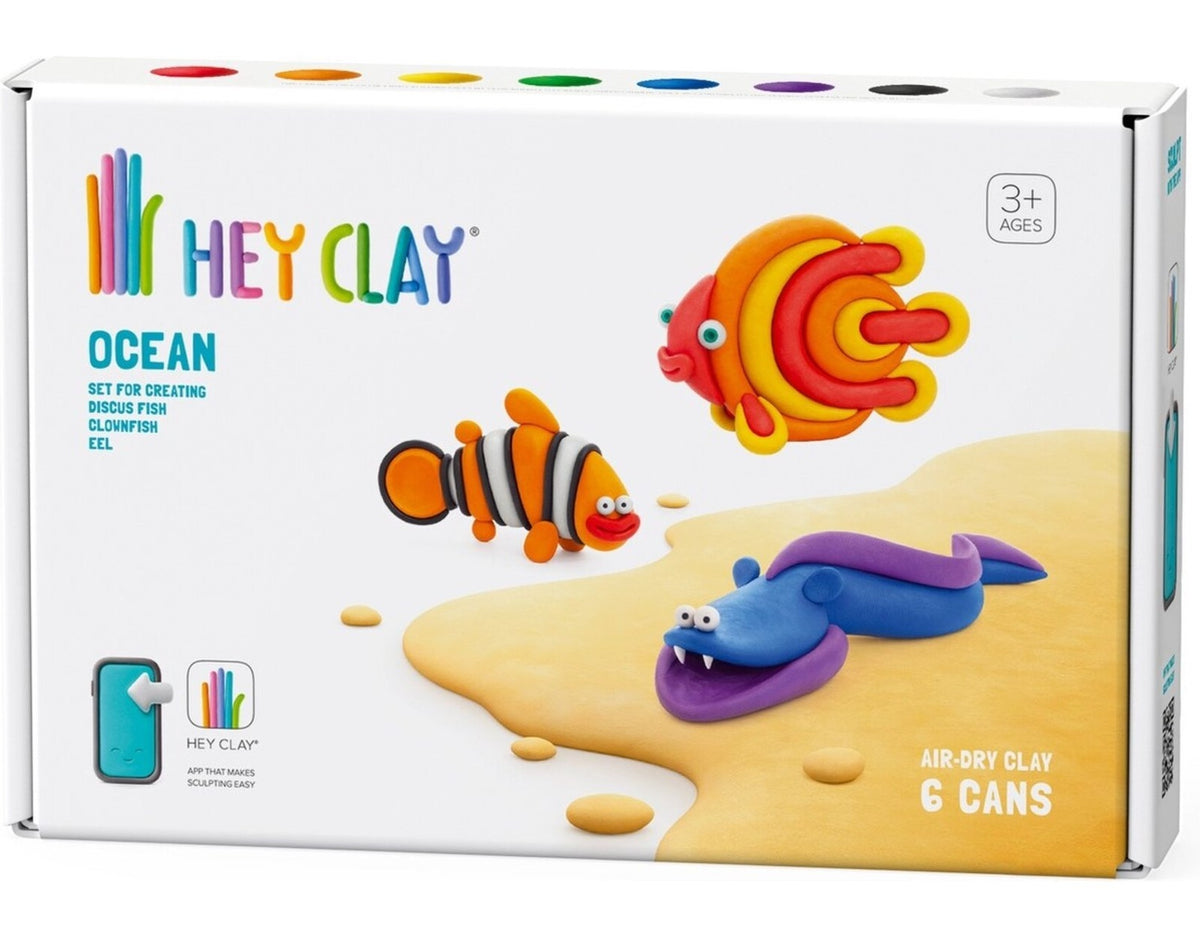 Hey Clay Ocean: Clownfish, Discus Fish, Eel - 6 potjes – Mevrouwaardbei